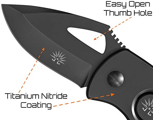 Off-Grid Knives - FAT BOY BLACKOUT Pocket Tank Manual Folding Utility Knife - Compact EDC, Razor Sharp Japanese AUS8 Steel, Deep Carry Clip, Safe Button Lock Release (Blackout)