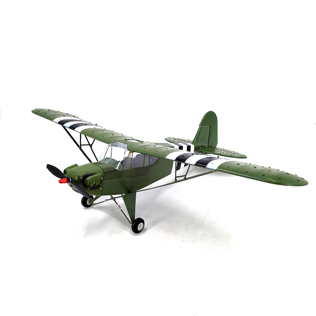 Lingxuinfo Remote Control Airplane Model, 1/16 WWII Piper J-3 CUB RC 4CH Brushless Fixed-Wing Aircraft Model Kit, Military Plane Model Toy for Kids and Adults, Easy to Fly-RTF Version