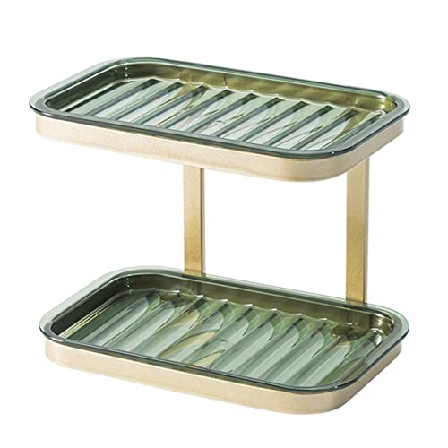 INKSKI Square Soap Travel Case Wall-Mounted Soap Box Double-Layer Multi-Functional Soap Box Hands-Free Foaming Soap Box Household Drain Rack (Color : Gris Oscuro)