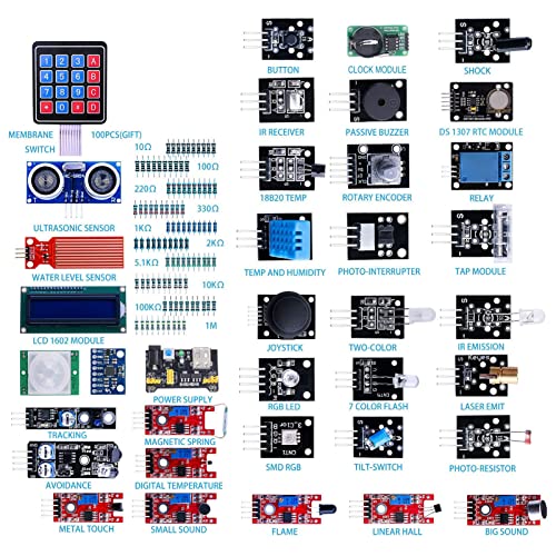 Oumefar Sensor Module Kit, Sensors Modules Broad Utility Easy Control 37Pcs Wide Compatibility for NANO for Raspberry Pi Autopart