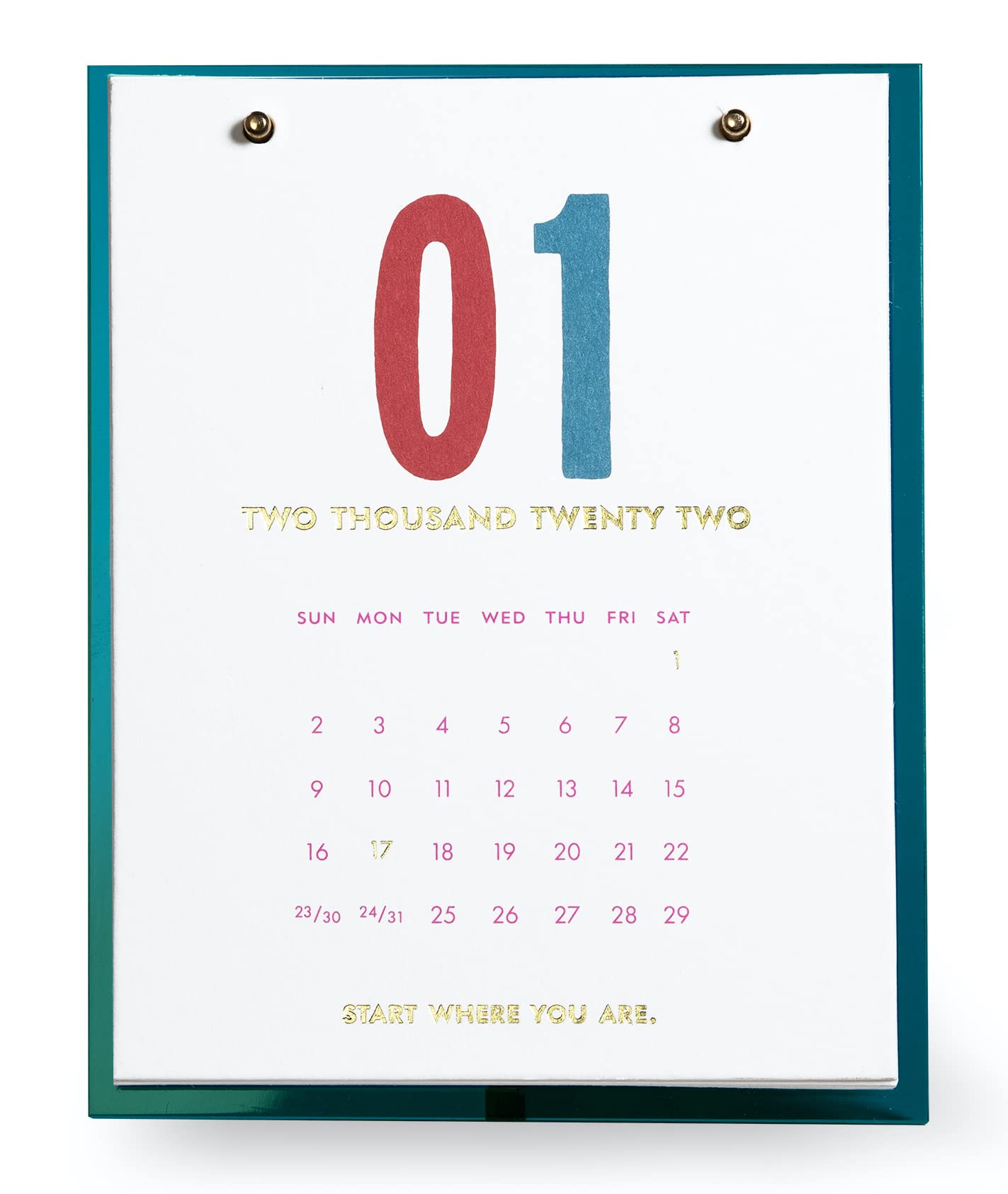 Kate Spade New York Small Desk Calendar 2022, Monthly Desktop Calendar Dated January 2022 - December 2022, Acrylic Stand, 3.75 x 4.75, Teal