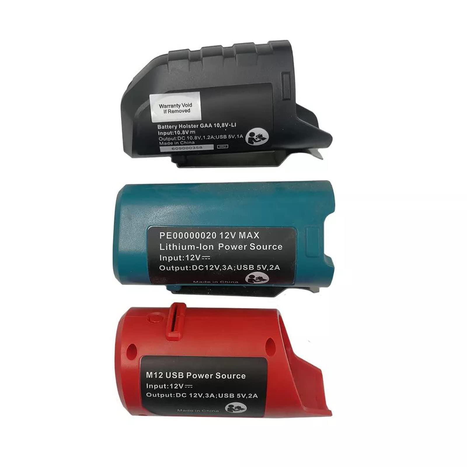 Lithium-ion battery adapter holster for Makita, Bosch, Milwaukee 10.8V 12V USB device charging 5V 2A DC output 12V 1A connector charger (for Makita)