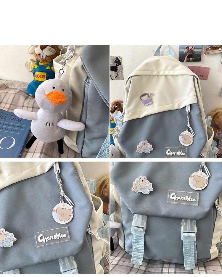 Zhousanjian Fashion Kawaii Backpack with Cute AccessoriesLarge Capacity Kawaii Girl Backpack Cute Aesthetic Backpack for School (green,one size)