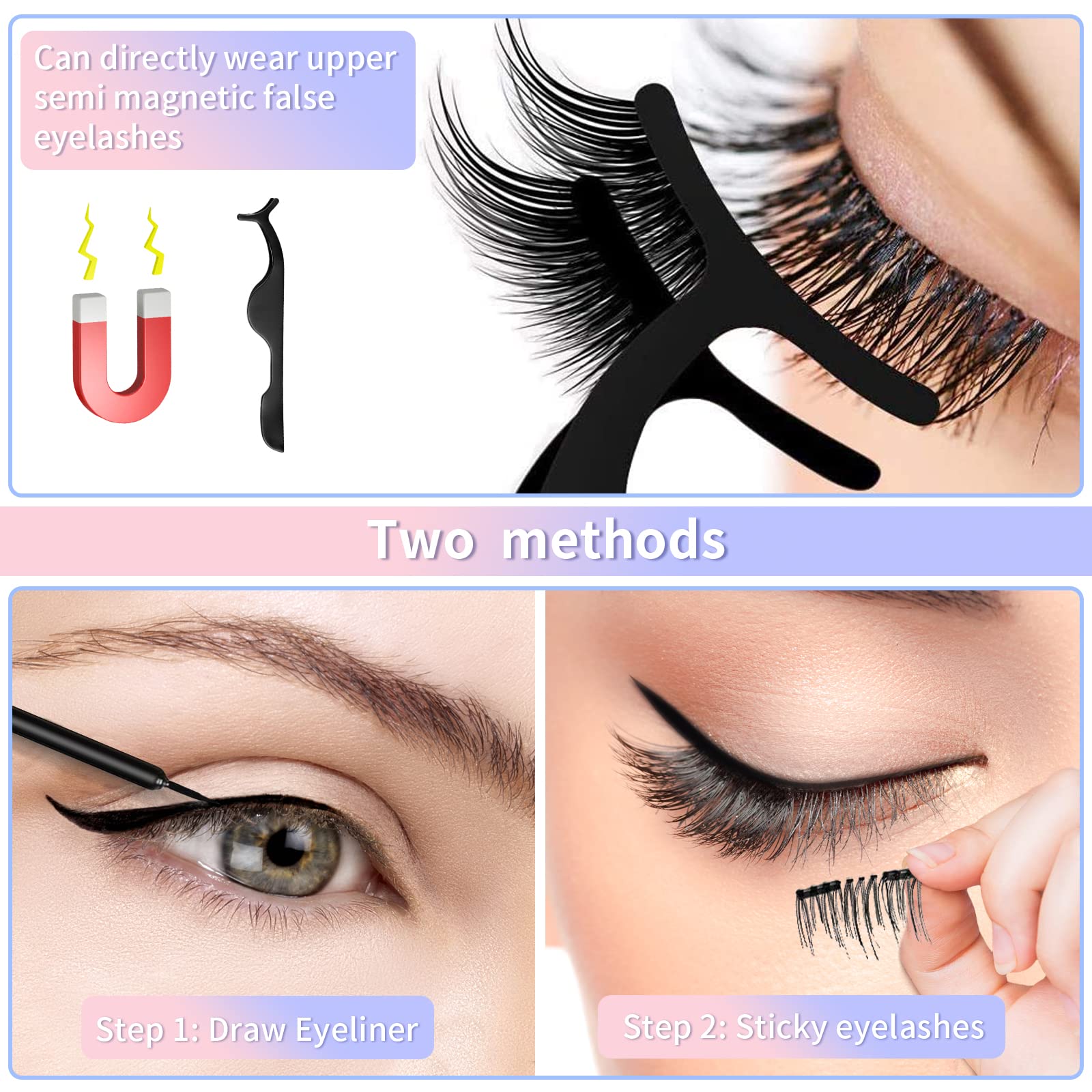 No Glue Magnetic Eyelashes, Magnetic Lashes Natural Look, 0.2mm Ultra Thin Magnet Lightweight & Easy to Wear Reusable Lashes Extensions