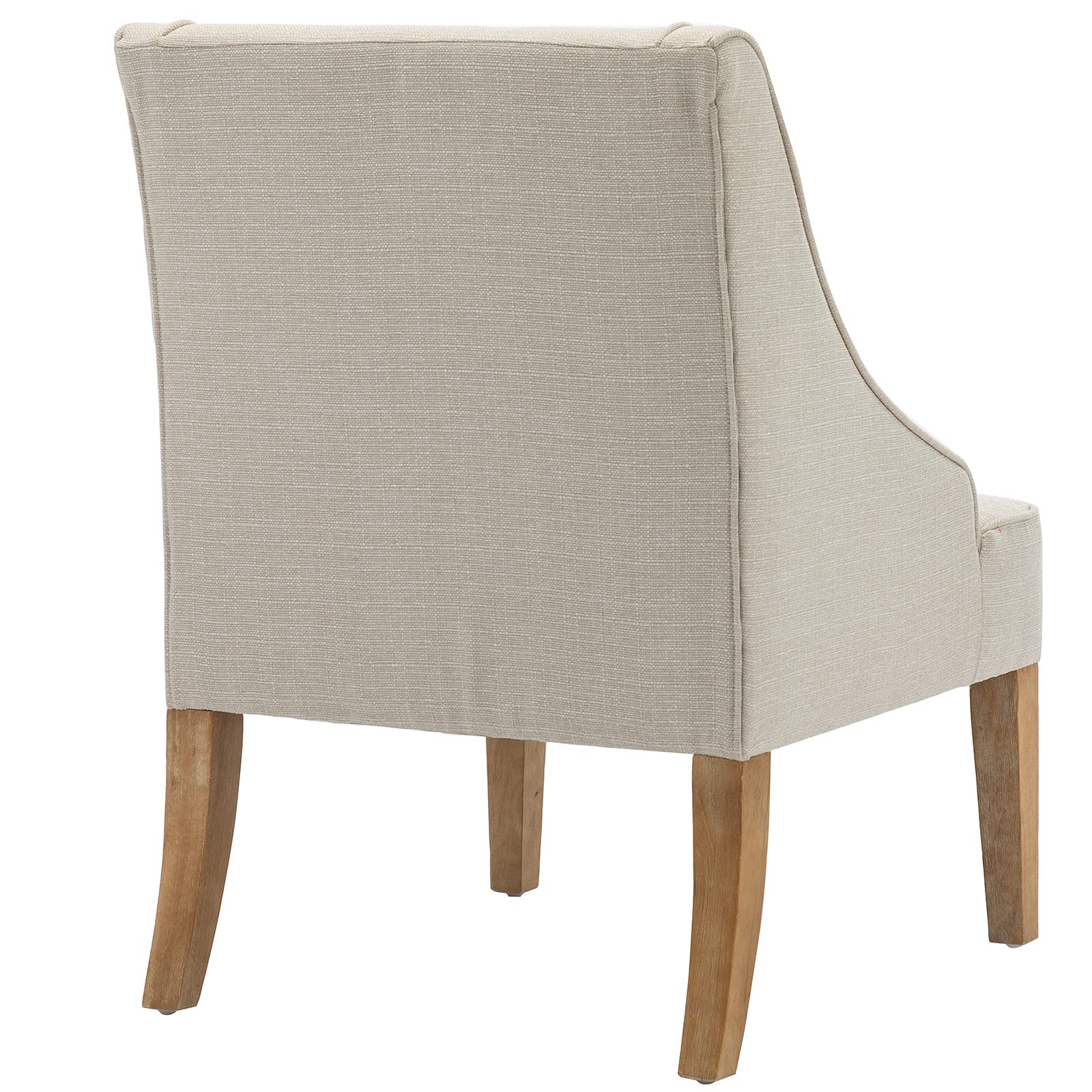 Guyou Mid-Century Accent Living Room Chair Fabric Wingback Chair, Solid Wood Upholstered Armchairs for Bedroom/Vanity/Conference Room (Beige)
