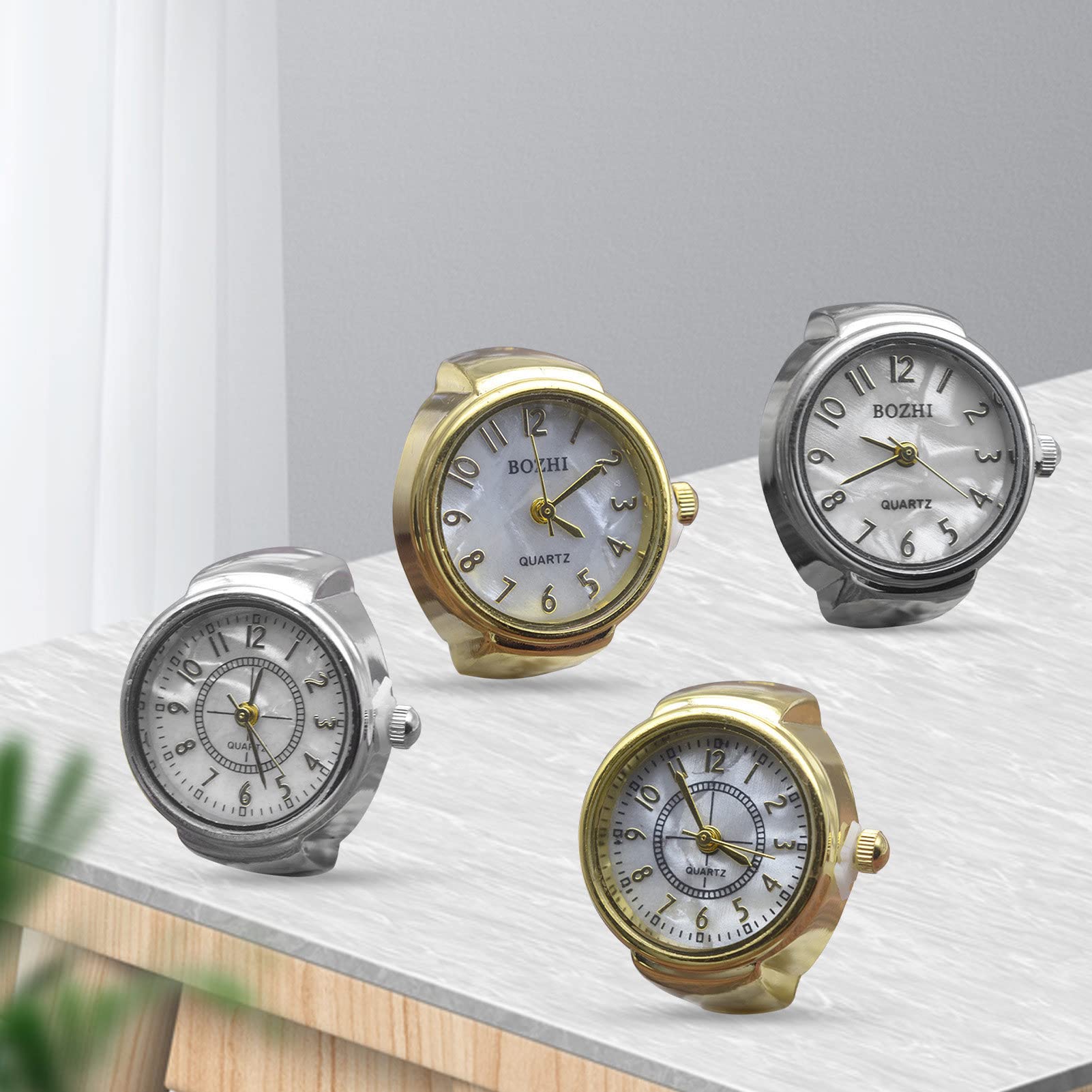 Ligirlsexy Watch Ring Decorative Clear Dial Jewelry Clock Quartz Analog Finger Ring Watch for Adult - Silver 2