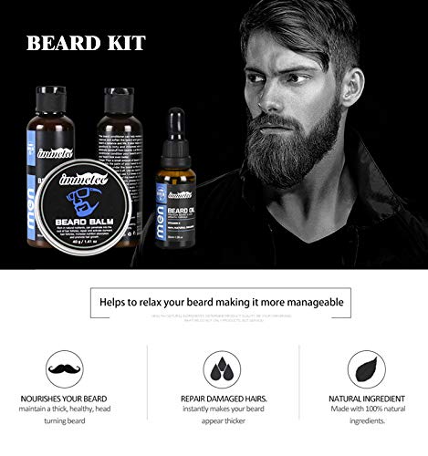 IMMETEE Beard Oil, Natural Ingredients, Shape, Style, Condition & Soften Beards and Mustaches, Moisturize Beard and Reduce Breaks, Split Ends and Bristle, Beard Oil for Men Growth. 30ml/ 1fl oz