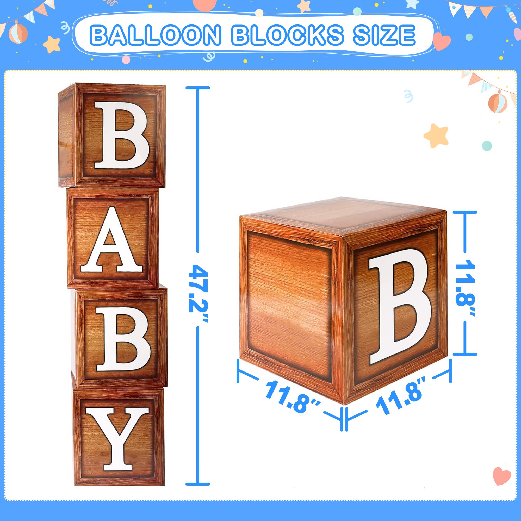 Party Spot!Bear Baby Shower Decorations Boy,80 pcs Balloons,4 Wood Grain Blocks with Letter,"We can bearly wait" Backdrop,Banner,Tablecloth,Balloon Pump, Blue Brown Bear Theme
