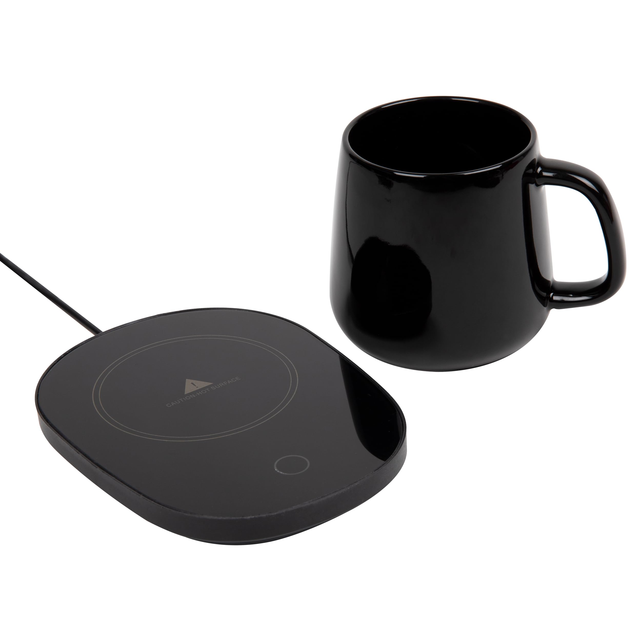 Mind Reader Coffee Warmer and Mug Set, Tea Cup Warmer, Coffee Accesories, Desk, USB Cord, 6.5" L x 4.75" W x 1" H, 2 Pcs, Black