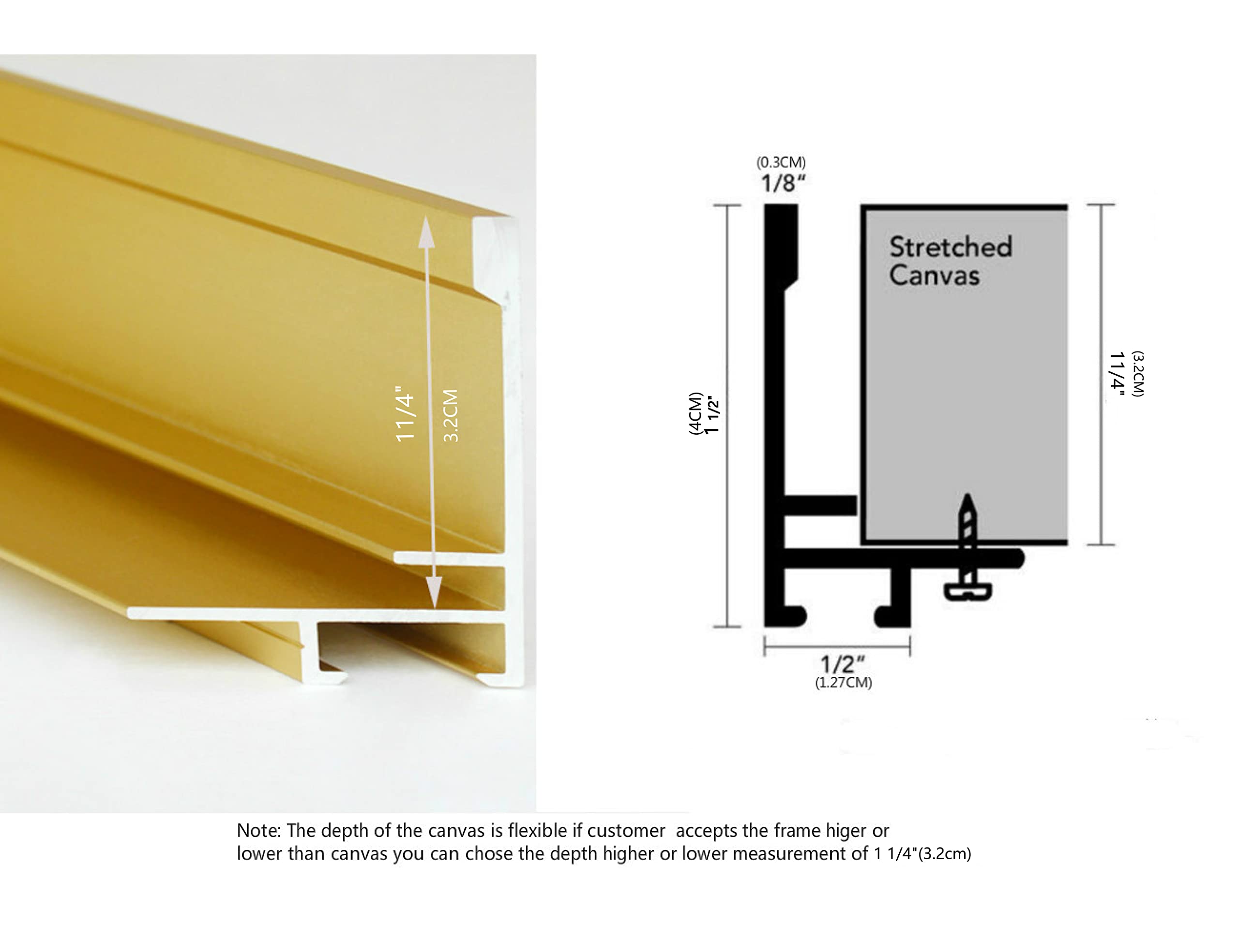 GVS-ART DIY Metal Floating Frame for 24X36 Canvas Painting Art,1 1/4"(3.2cm) Depth, Floater Frame,Mental Frame Kit, Cut to Pieces,Not Include Canvas or Mat.Black Frame