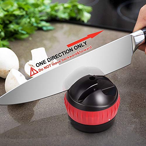 Imperial Global Ltd. Knife Sharpener β Upgraded 2 Stage Kitchen Knife Sharpener with Tungsten & Ceramic Blades with Suction Base β Knives Sharpening Tool for Home & Professional Use (Black & Red)