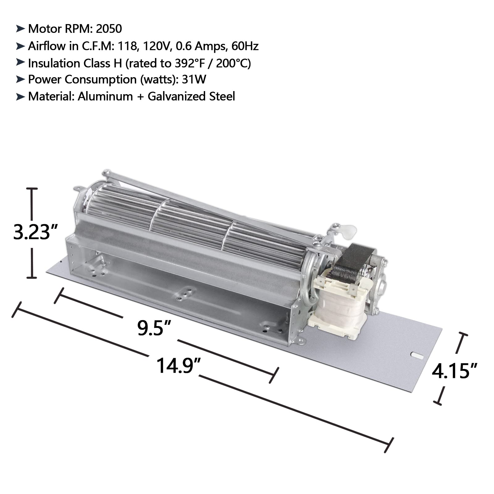Hongso FK24 Fireplace Blower Fan Kit for Majestic, Vermont Castings, Martin, Northern Flame, Monessen, Temco, CFM, Rotom HB-RB65, Quiet, Energy Saving