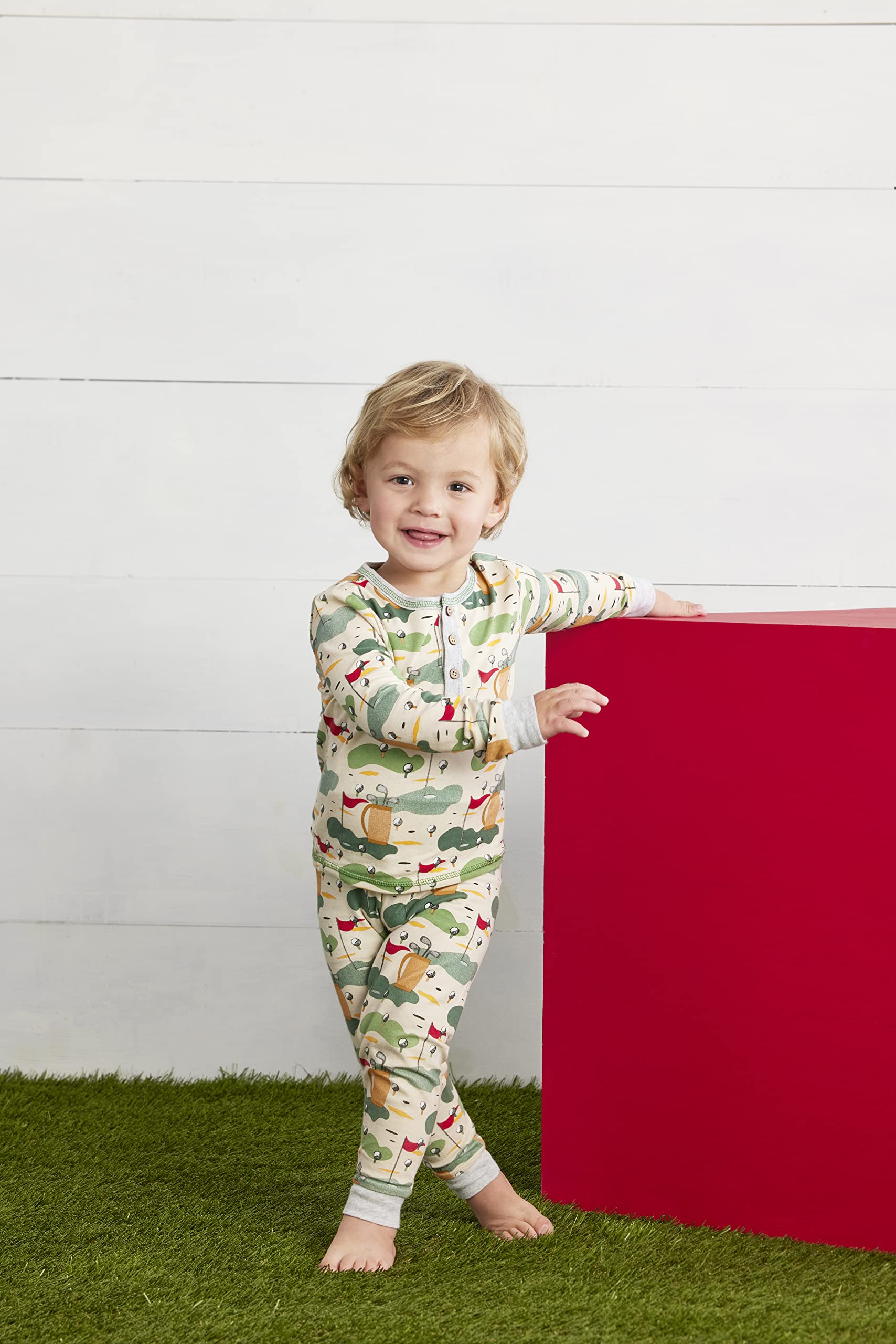 Mud Pie Boys' Golf Pajamas, Multi, 12 Months/18 Months