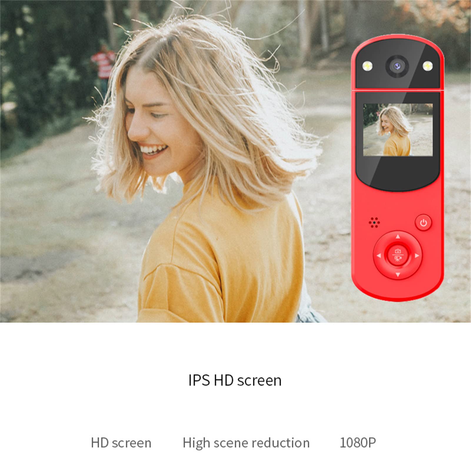 KIMISS D2 Handheld Mini DV Camera Digital Camera MP3 Player Car Video Recorder 1080P Night Shooting Camera Digital Mini Camera(red)