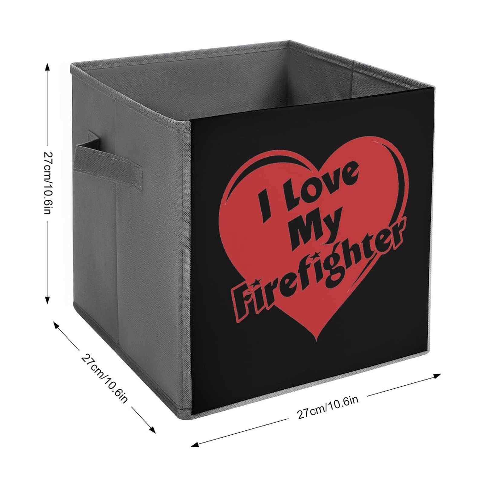 I Love My Firefighter Storage Cubes with Handles Foldable Fabric Bins Organizing Baskets for Shelves Closet