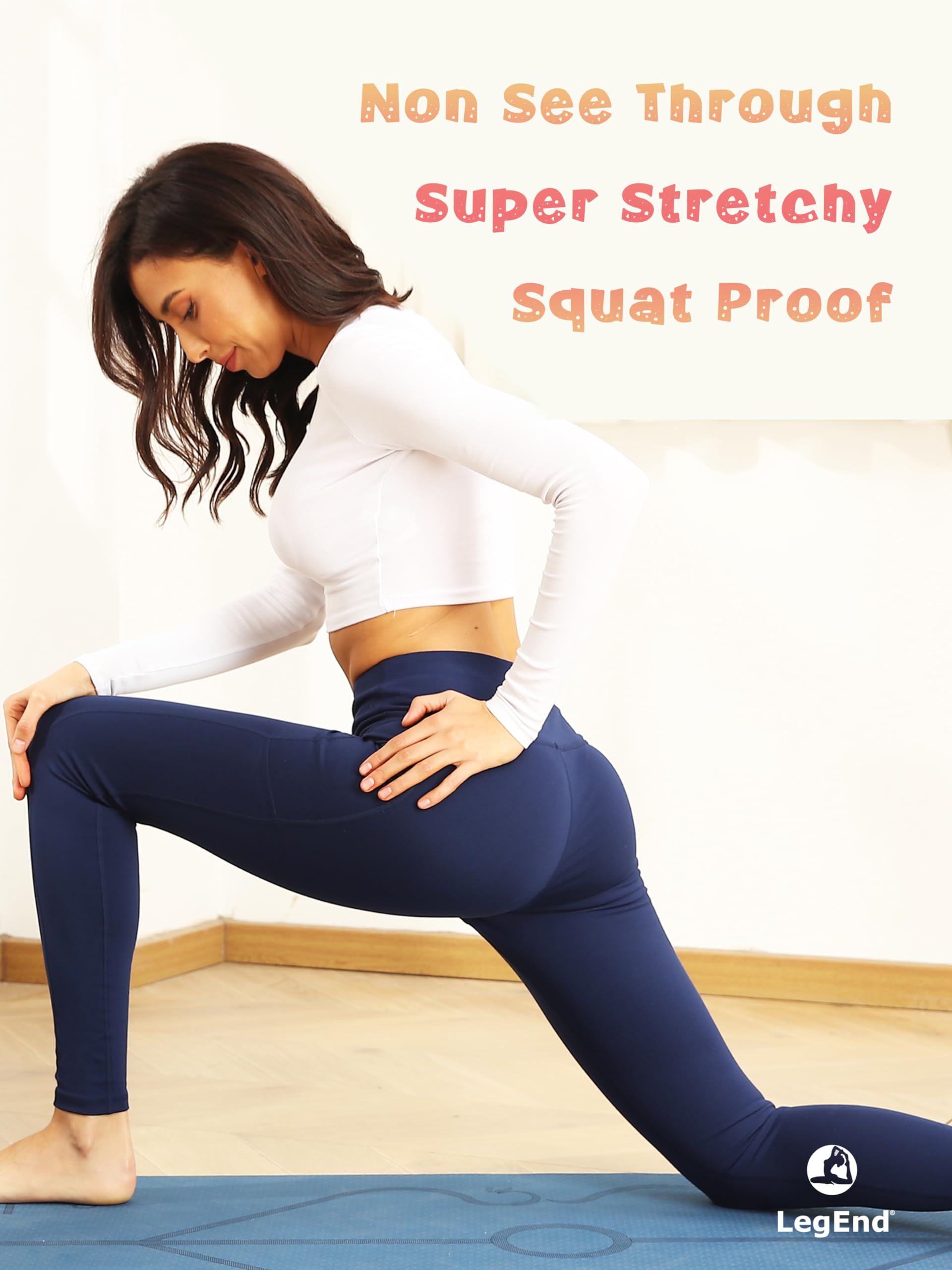 LegEnd Women's Buttery Soft Spandex Leggings High Waist Squat Proof 27" Yoga Pants with Pockets Black