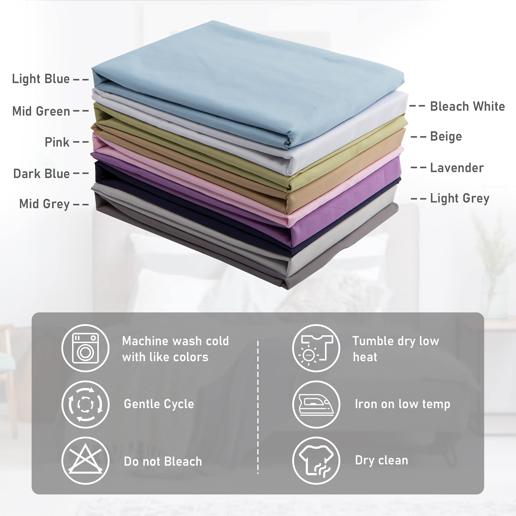JSELF Twin Bed Sheet Set 1800 Thread Count Soft Breathable Microfiber Hypoallergenic Bed Sets 15 Inch Deep Pocket, 4 Pieces, Lavender Bed Sheets