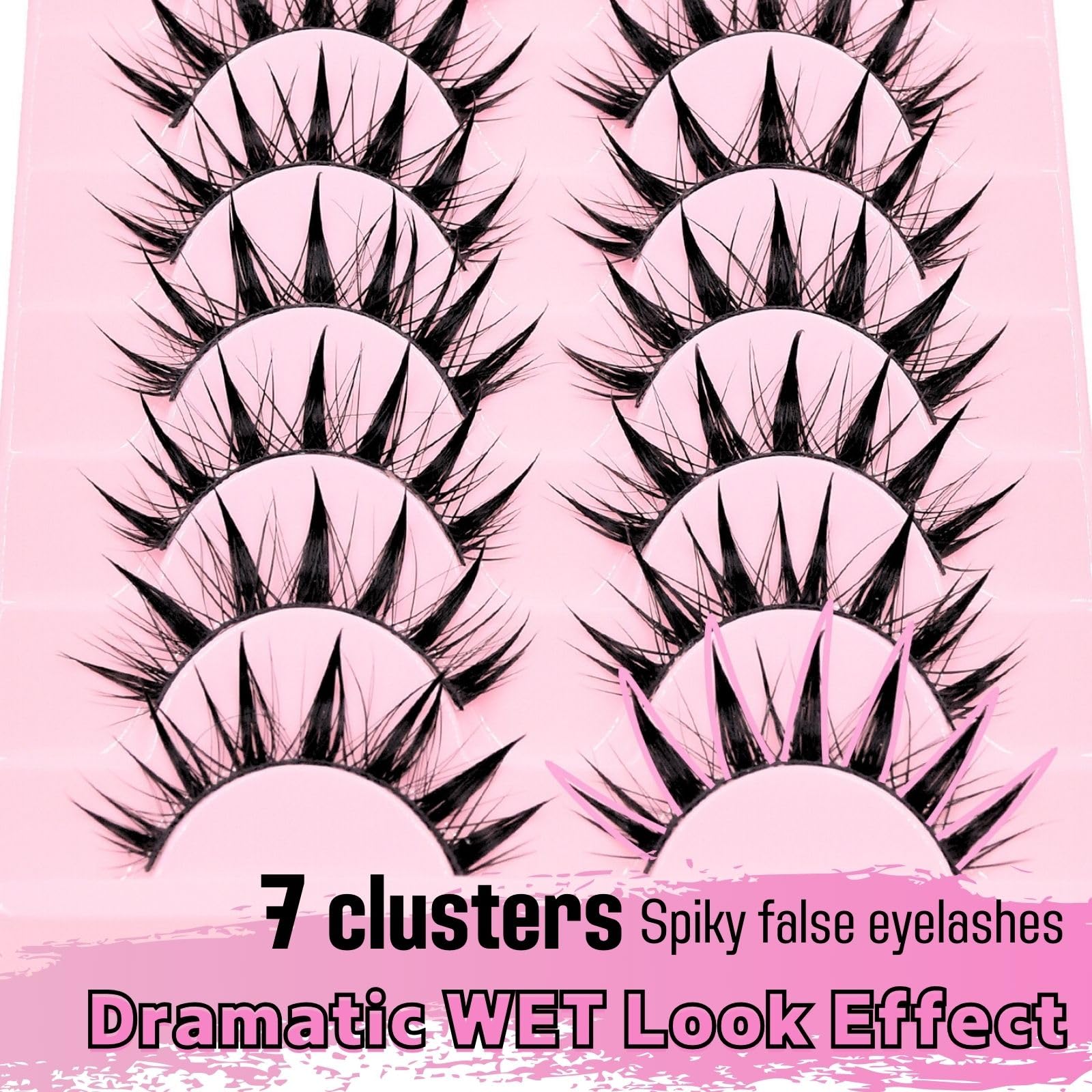 Manga Lashes Natural Look 10Pairs False Eyelashes Anime Wispy Spiky Volume 3D Effect Eyelashes Pack Japanese Korean Asian Cosplay Look Lashes By AUGENLI (7C)