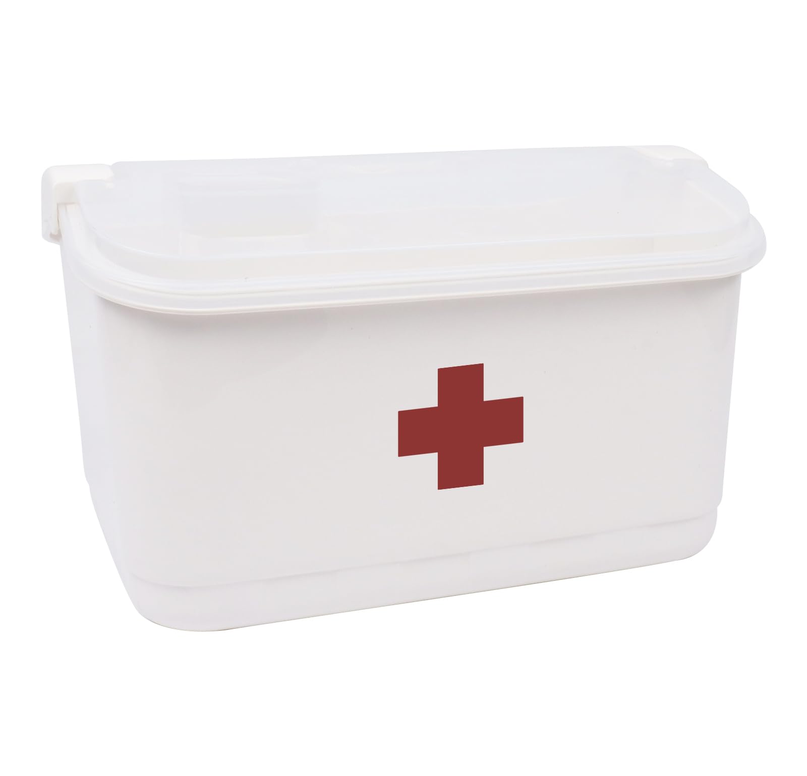 Xbopetda 2-Tier First Aid Box, Medicine Box Plastic, First Aid Kit Bin Empty, Medicine Storage Organizer with Snap Lid, Portable Medicine Kit Case Organizer for Home Emergency Tool Set (Cream White)