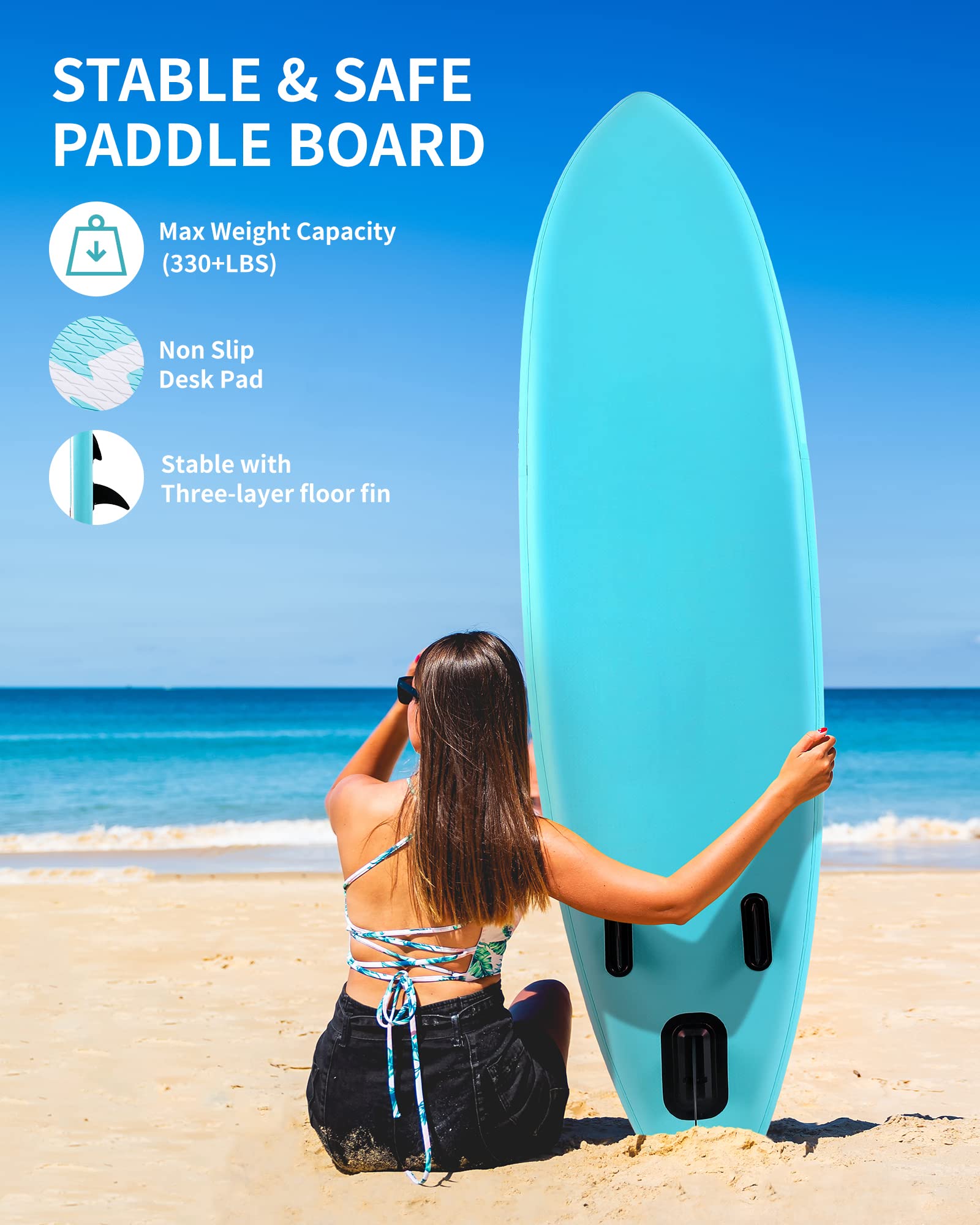 Inflatable Paddle Board Stand Up Paddle Board SUP with Premium Stand-up Paddle Board Accessories & Non-Slip Deck ISUP Backpack Paddle Leash Pump Paddle Board for Fishing Yoga for Adult & Youth