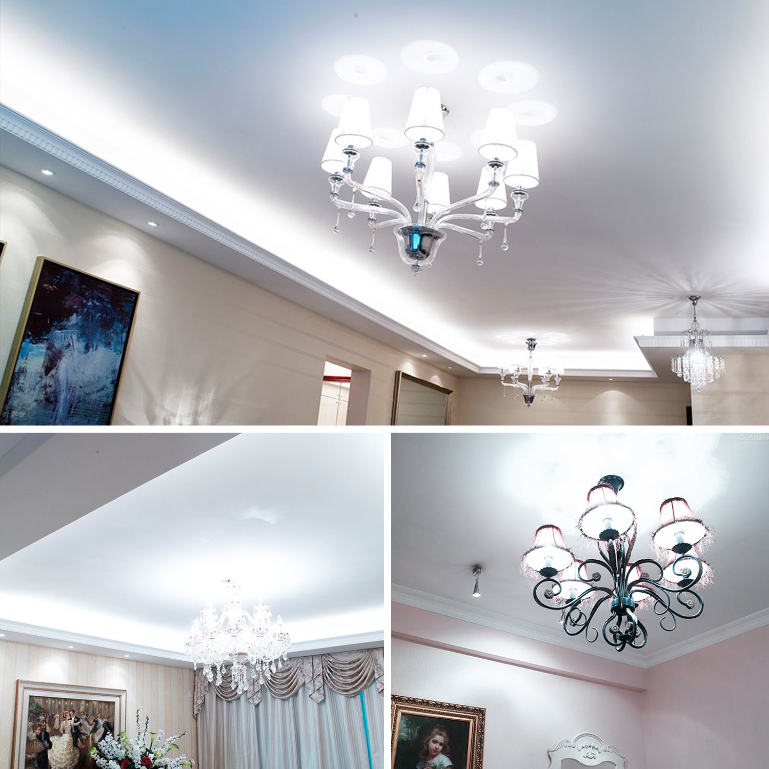 gezee E12 LED Corn Bulbs,15W LED Candelabra Light Bulbs 120 Watt Equivalent, 1500lm, Daylight White 6000K LED Chandelier Bulbs, Decorative Candle, 4.1in*1.2in, Non-Dimmable LED Lamp(3-Pack)