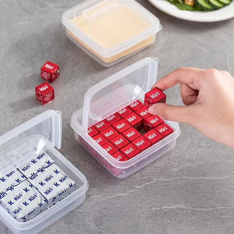 MASINIES Slice Cheese Container for Fridge Ham Sausage Slice Storage Box, Vegetable and Fruit Fresh-Keeping Box, Portable Leakproof Clear Cheese Organiser with Flip Lid