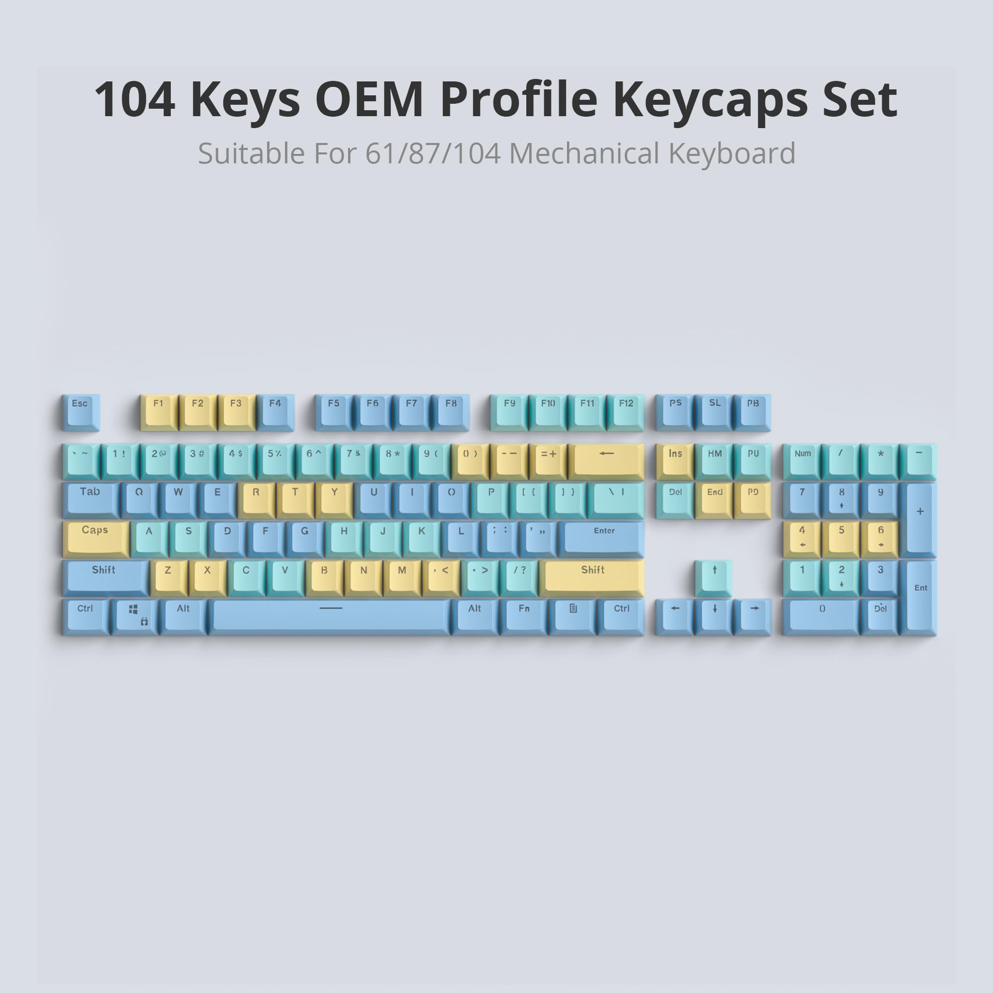 Mosptnspg 134 PBT Antarctic Penguins keycap Set ,Dye Sublimation OEM Blue Custom keycaps for Gateron Kailh Cherry MX 61/87/96/104/108 Gaming Mechanical Keyboard