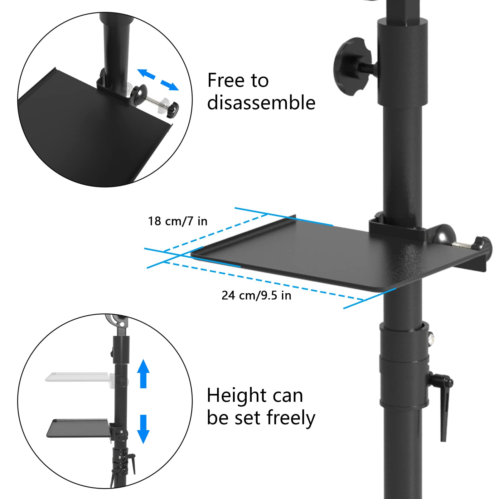 Moricher Tattoo Armrest Stand Legrest Bracket H-base Adjustable Height Tilt Black Leather Pad with Tattoo Supplies Storage Board Professional Heavy Duty Iron Equipmen for Tattoo Studio