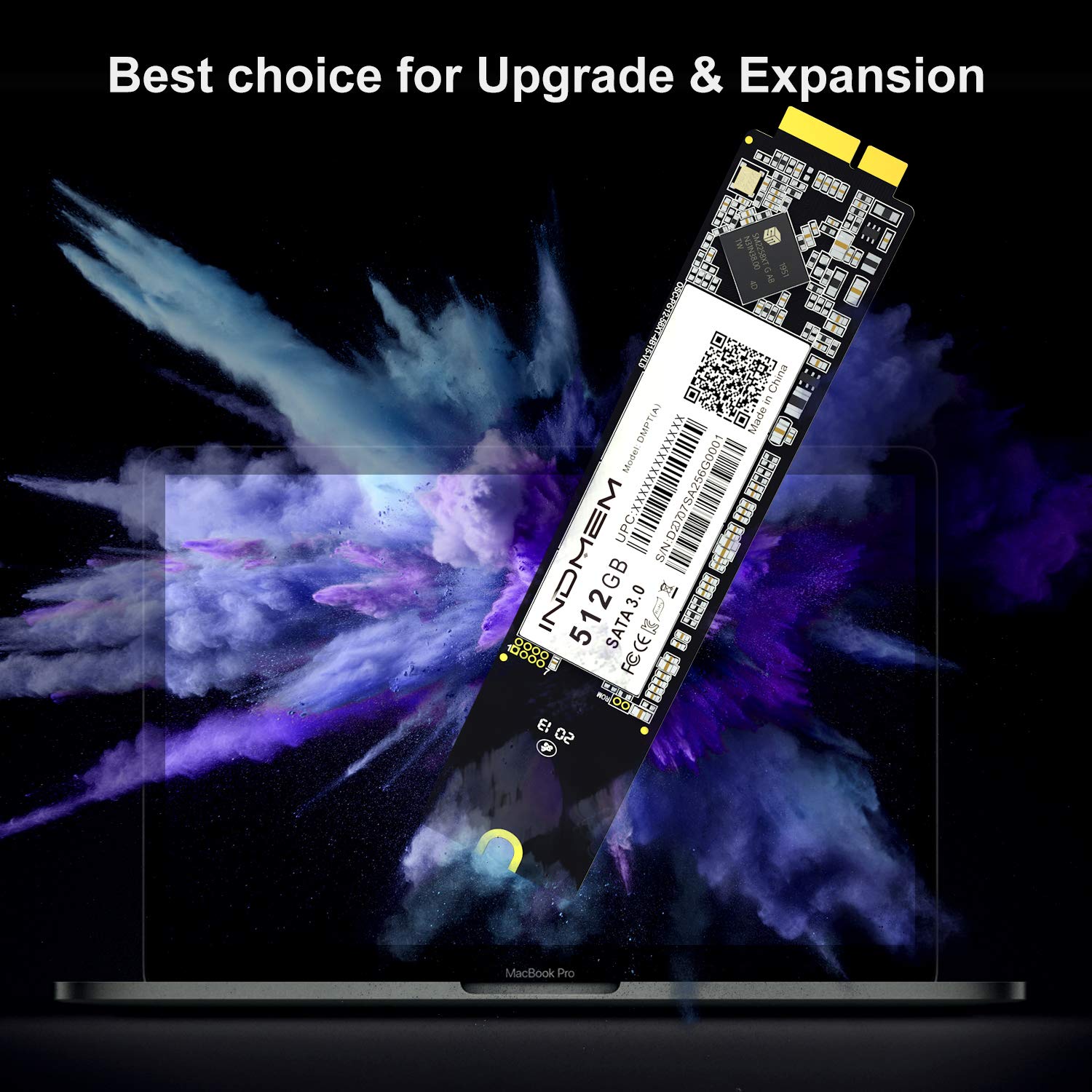 INDMEM AHCI SATA SSD 512GB 3D TLC Flash Drive Upgrade for MacBook Air Late 2010, Mid 2011 A1370 (EMC 2393/2471), A1369 (EMC 2392/2469)