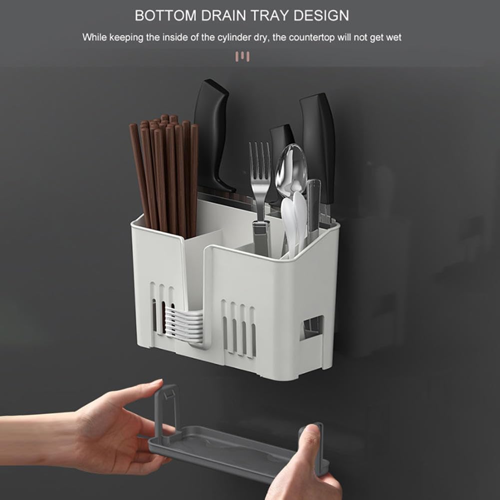 JCAKES Spoon Storage Organizer Chopstick Dishwasher Basket Chopsticks Holder Punch-Free Wall-Mounted Tableware Rack Kitchen Cutlery Spoon Fork Cage Household Tableware Drain Storage Box, for Spoons