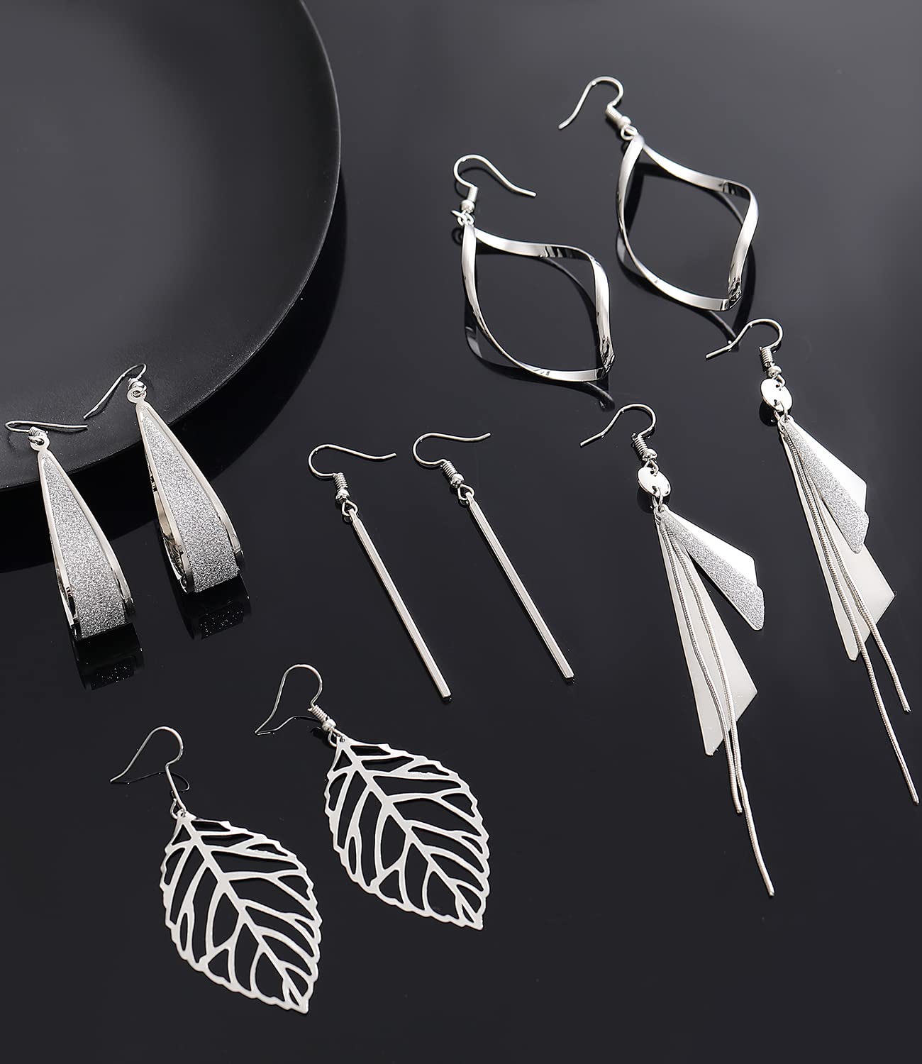 Honsny 16 Pairs Gold Silver Drop Dangle Earrings for Women Fashion Vintage Statement Bohemian Earrings Set