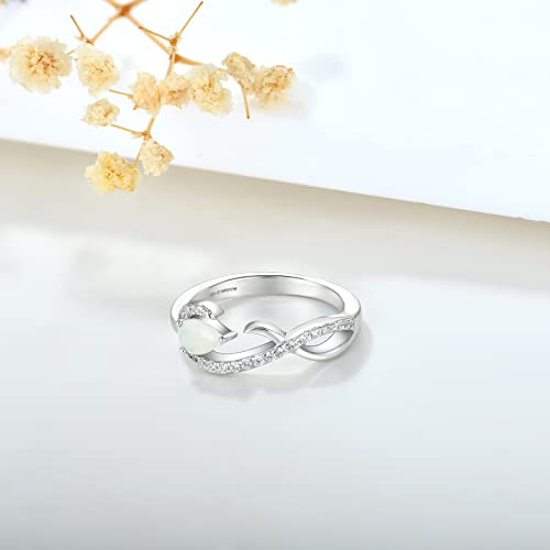 JO WISDOM Infinity Promise Rings for Her Sterling Silver Friendship Ring with Pear Cut 5A Cubic Zirconia Ring size 8