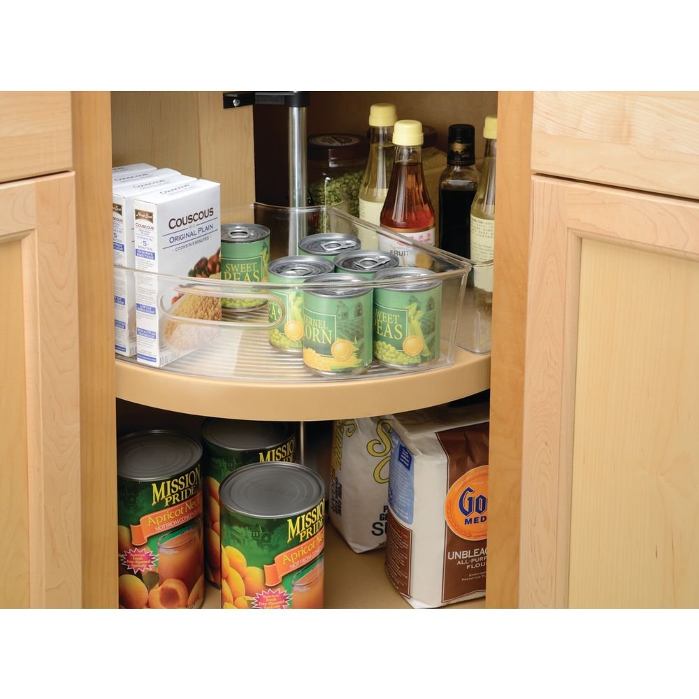iDesign Recycled Plastic 1/4 Wedge Lazy Susan Turntable Organizer with Handle, Pantry, Bathroom, General Storage and More β 16.5" x 11" x 4", Clear (Pack of 2)
