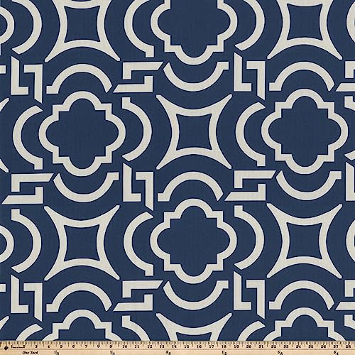 Pillow Perfect Trellis Indoor/Outdoor Chair Seat Cushion, Tufted, Weather, and Fade Resistant, 19" x 19", Blue/White Carmody, 2 Count