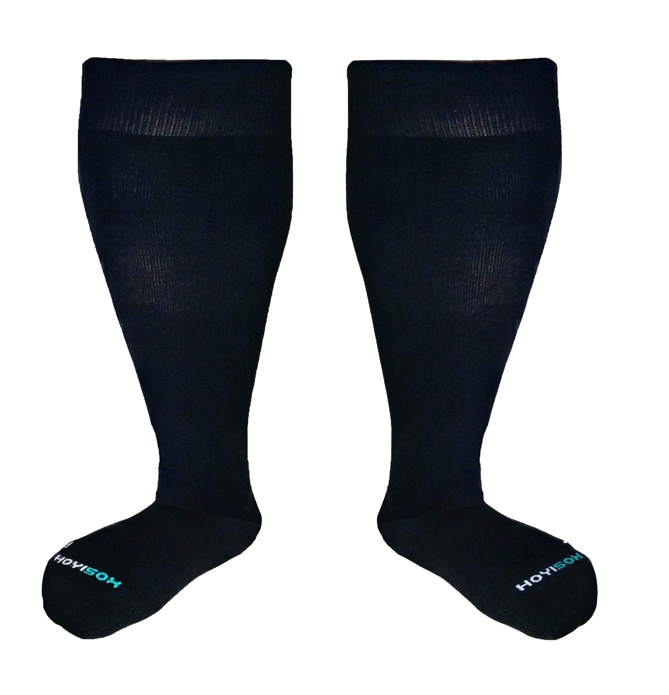 HOYISOX Big and Tall Compression Socks Comfortable Wool Knee High Socks for Men and Women (as1, alpha, 5x_l, regular, regular, Dark Black)