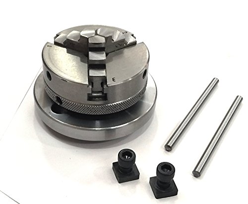 Precision quality 4"/ 100 mm tilting milling indexing rotary table with small chuck, back plate & fixing t nuts bolts-metalworking engineering machine tools (with 65 mm 3 jaw self-centering)
