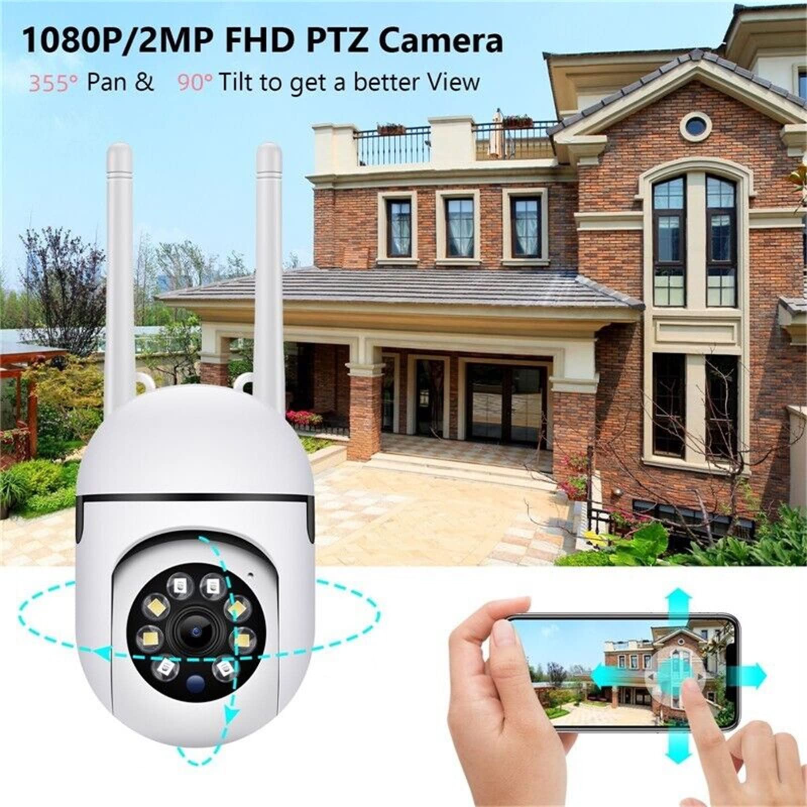KOWVOWZ Outdoor Security Cameras, 2.4GHz & 5G WiFi Cameras for Home Security, 1080P Dome Surveillance Cameras 360° View, Waterproof with Motion Detection, 2-Way Audio (2PCS)
