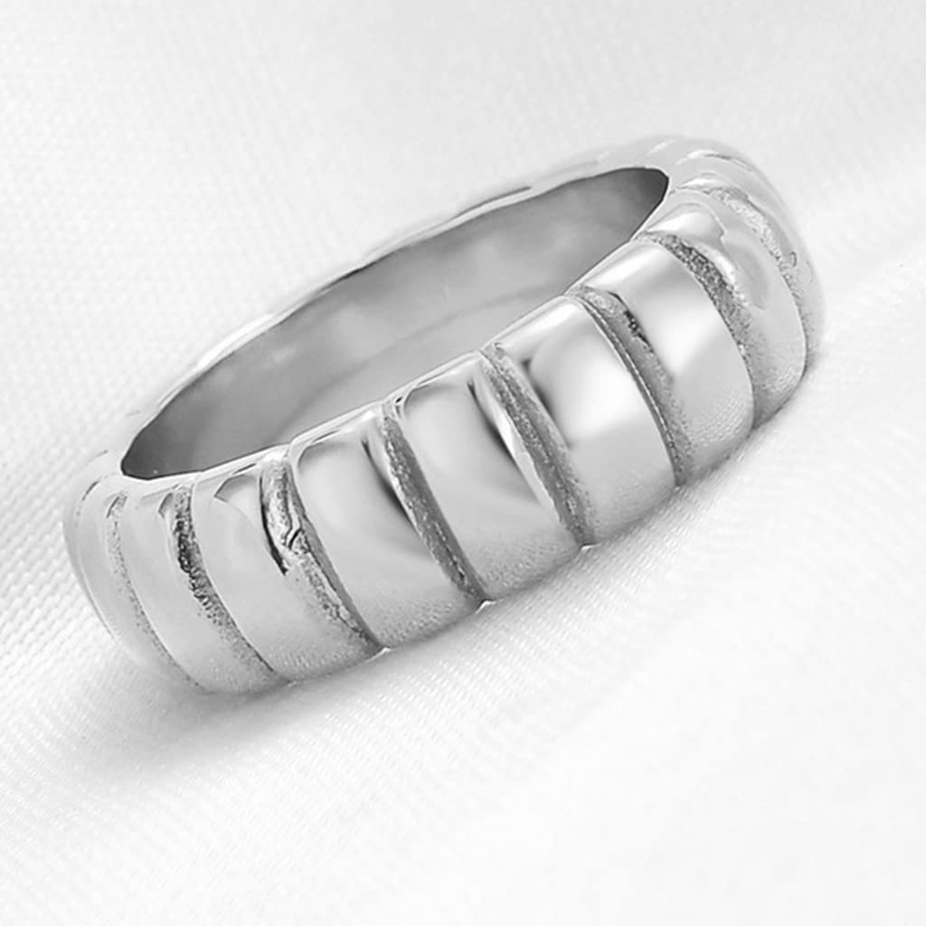 Jude Jewelers 6mm Stainless Steel High Polished Classic Plain Wedding Band Ring (Silver, 6)