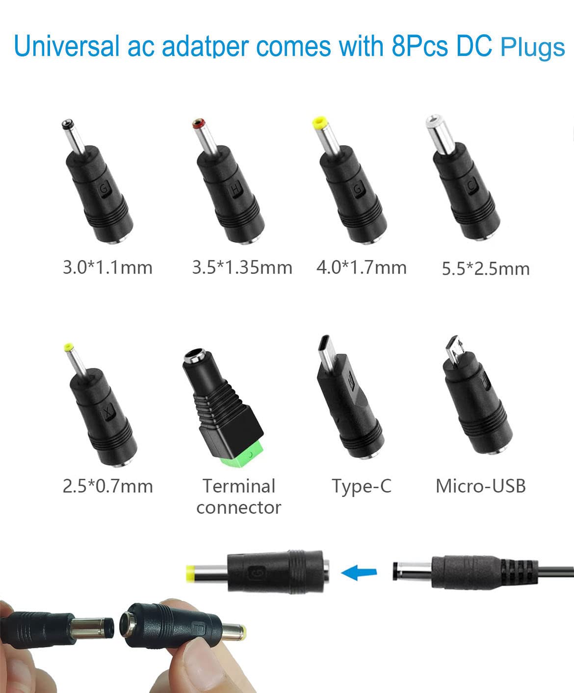 MTYTOT 3V 1Amp 3W Power Supply Adapter AC 100V-240V to DC 3Volt 1Amp 0.7A 0.5A Wall Charger with 8TIPS for LED Lights Tabletop Fountain Mini Fan Speaker
