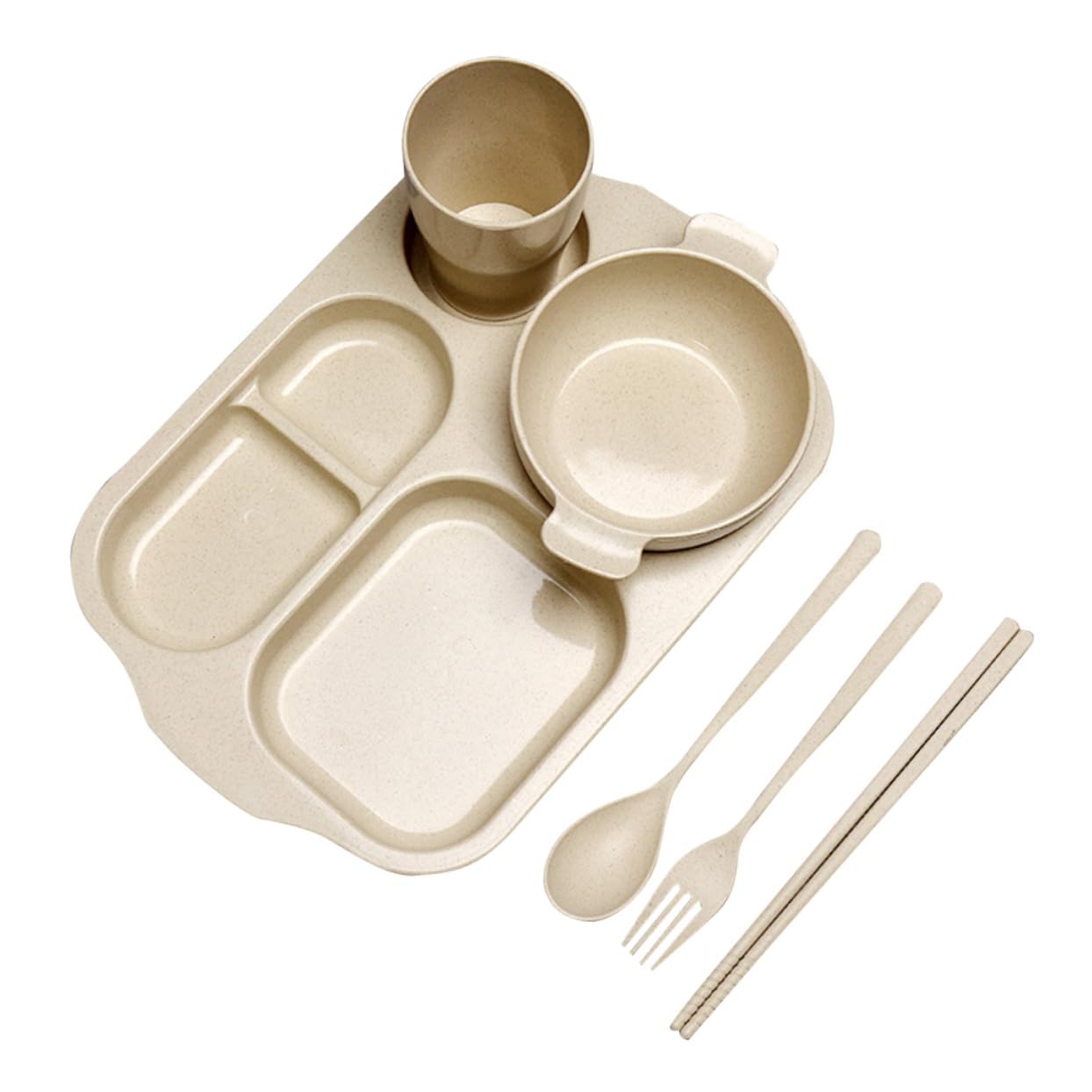 KJHBV Divided Toddler Kids Trays for Eating Kids Plate Infant Suit Travel Cutlery Kids Suit Baby Kit Baby Suits Straw Dinnerware Fiber Dinnerware Wheat Student Cartoon