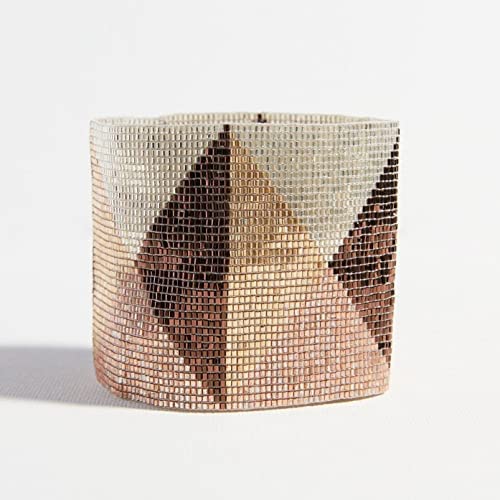 INK + ALLOY Women's Luxe Stretch Beaded Cuff Bracelet Handmade Jewelry for the Modern Bohemian (Mixed Metal Triangle)