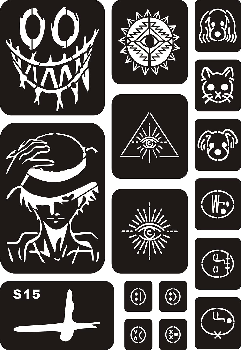 Kotbs 6 Sheets Henna Tattoo Stencil Kit, 52pcs Cross Sword Arrow Patterns Temporary Glitter Airbrush Tattoo Stencils Arabian Tattoo Stickers for Face Paint Body Art