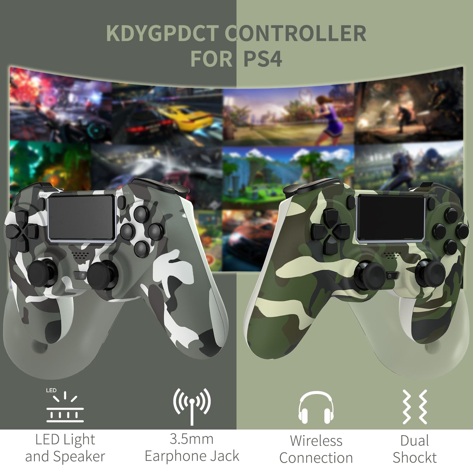 KDYGPDCT 2 Pack Wireless Controller for PS4/Pro/PC,Wireless Remote Gamepad with 1000mAh Battery | Double Shock | Audio | 6-Axis Motion Sensor | Share Button (5)