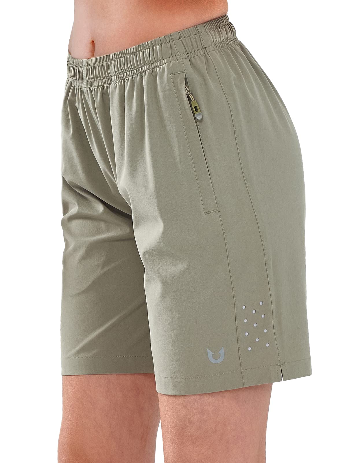 NORTHYARD Women's Athletic Hiking Shorts Quick Dry Active Running Lightweight Shorts for Gym Workout with 3 Zipper Pockets Greyblue L