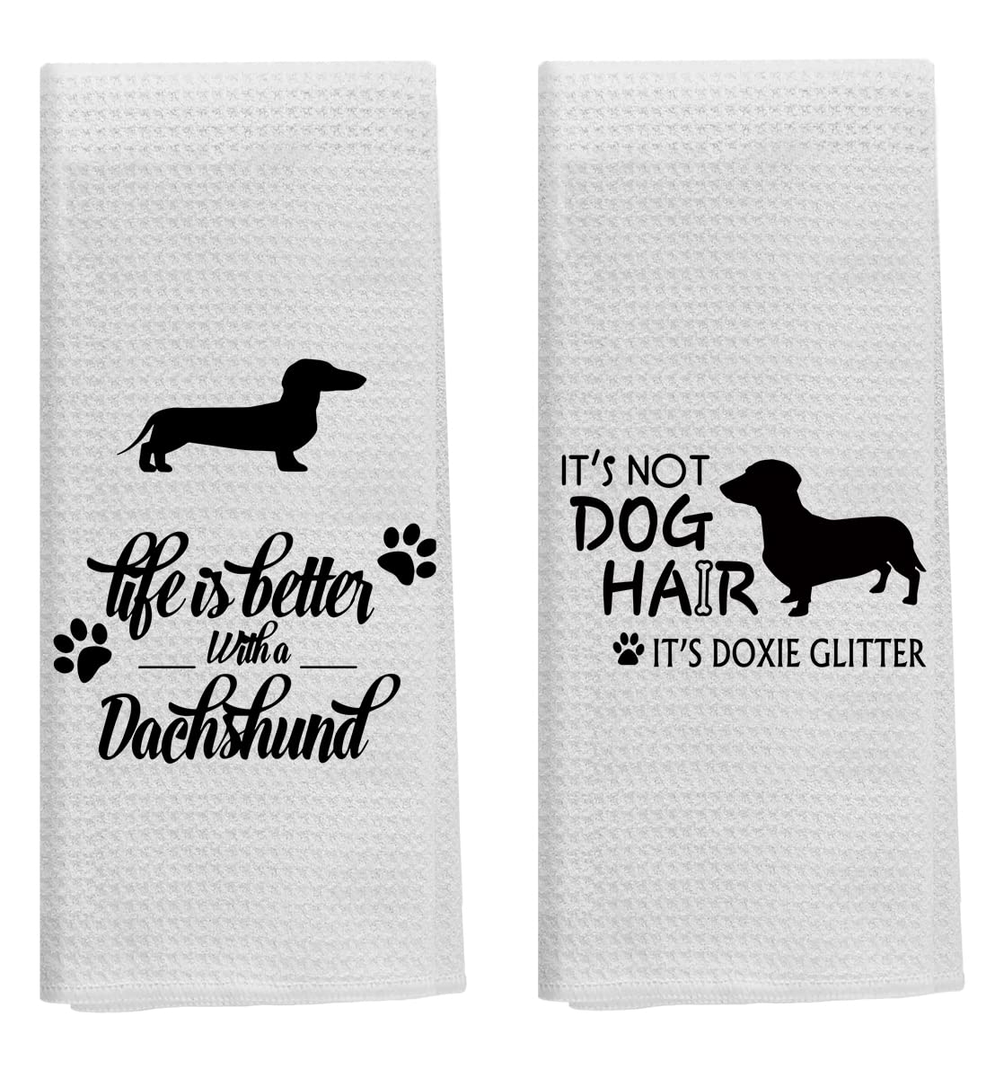 Knibeo Dachshund Kitchen Towels Set - Dachshund Gifts, 2 Pieces 16 X 24 Inch Bathroom Hand Towels, Dog Towels for Drying Dogs Small, Dachshund Gifts for Women