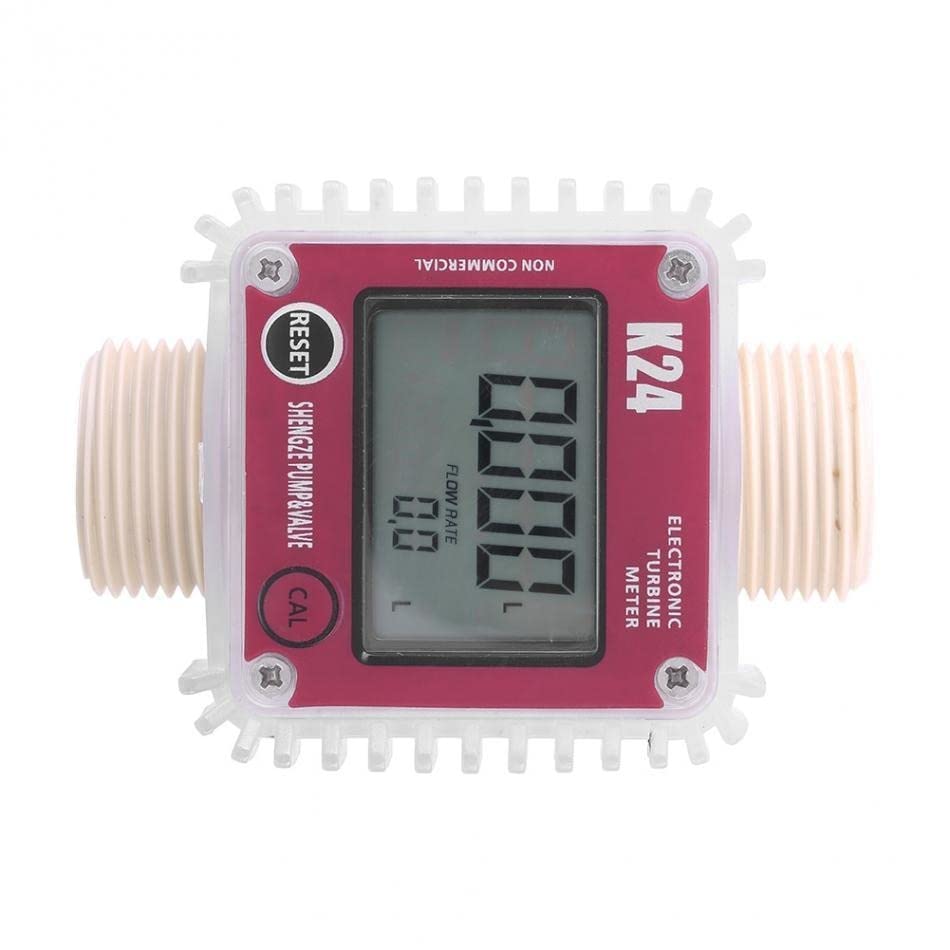 QYTEC Hose Timer 1PC K24 Turbine Digital Diesel Oil Fuel Flow Meter Gauge for Chemicals Liquid Water Hot Water Timer