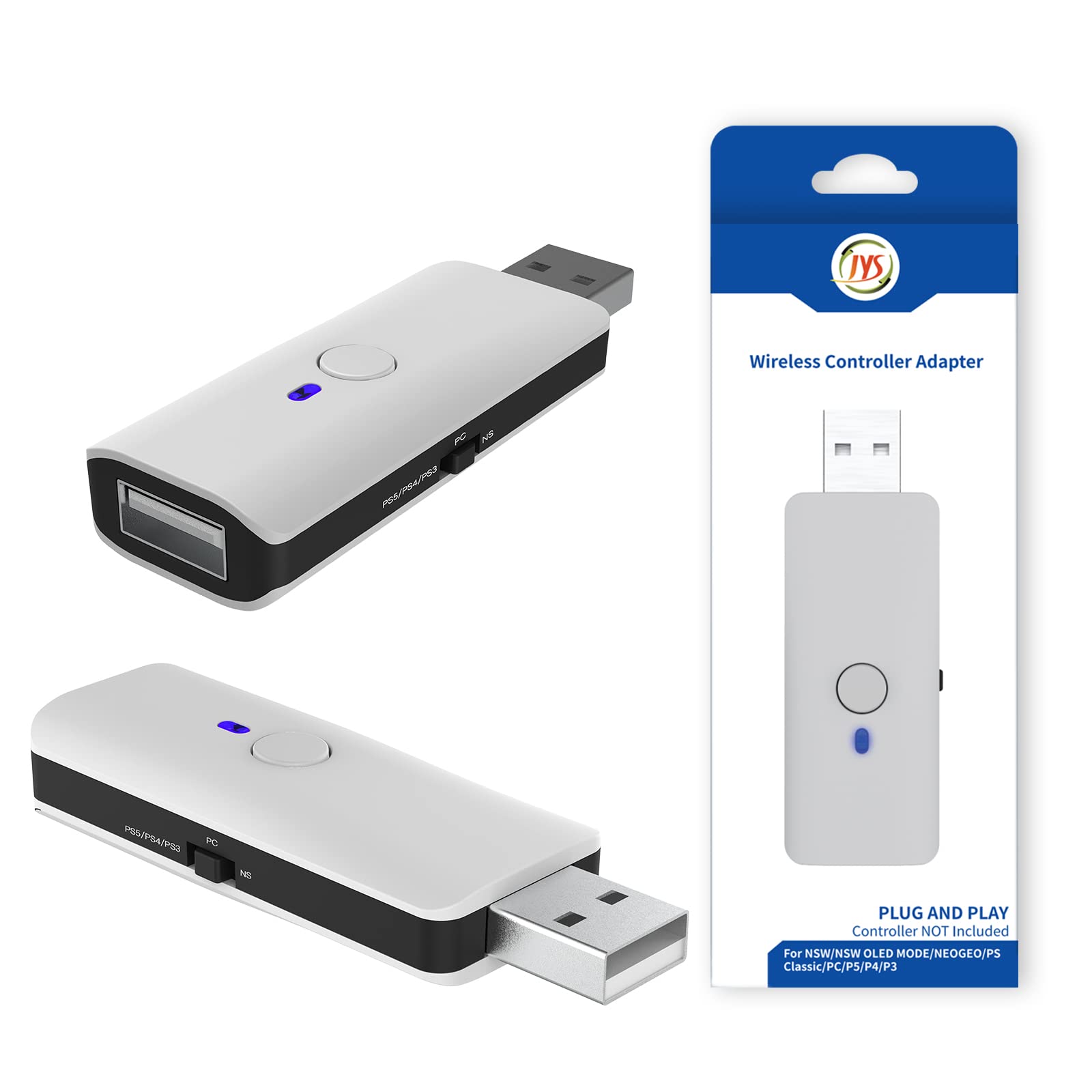 JOYTORN Wireless Controller Adapter, USB Coverter for PS5/PS4/Windows/Nintendo Switch/OLED, Comaptible with Xbox Series X/S Controller,PS5/PS4 Controller, Xbox One/S/X/Elite Controller, Switch/Wiiu Pro Controller