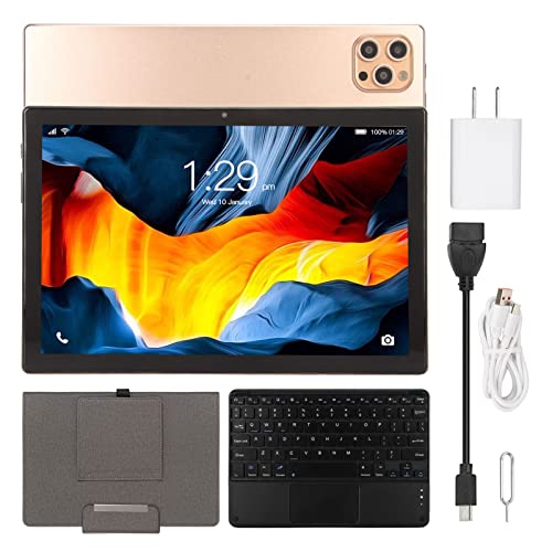 Honio Gaming Tablet, 2 Card Slots 10.1 Inch FHD Octa Core CPU Office Tablet 8GB RAM 256GB ROM for Family (US Plug)