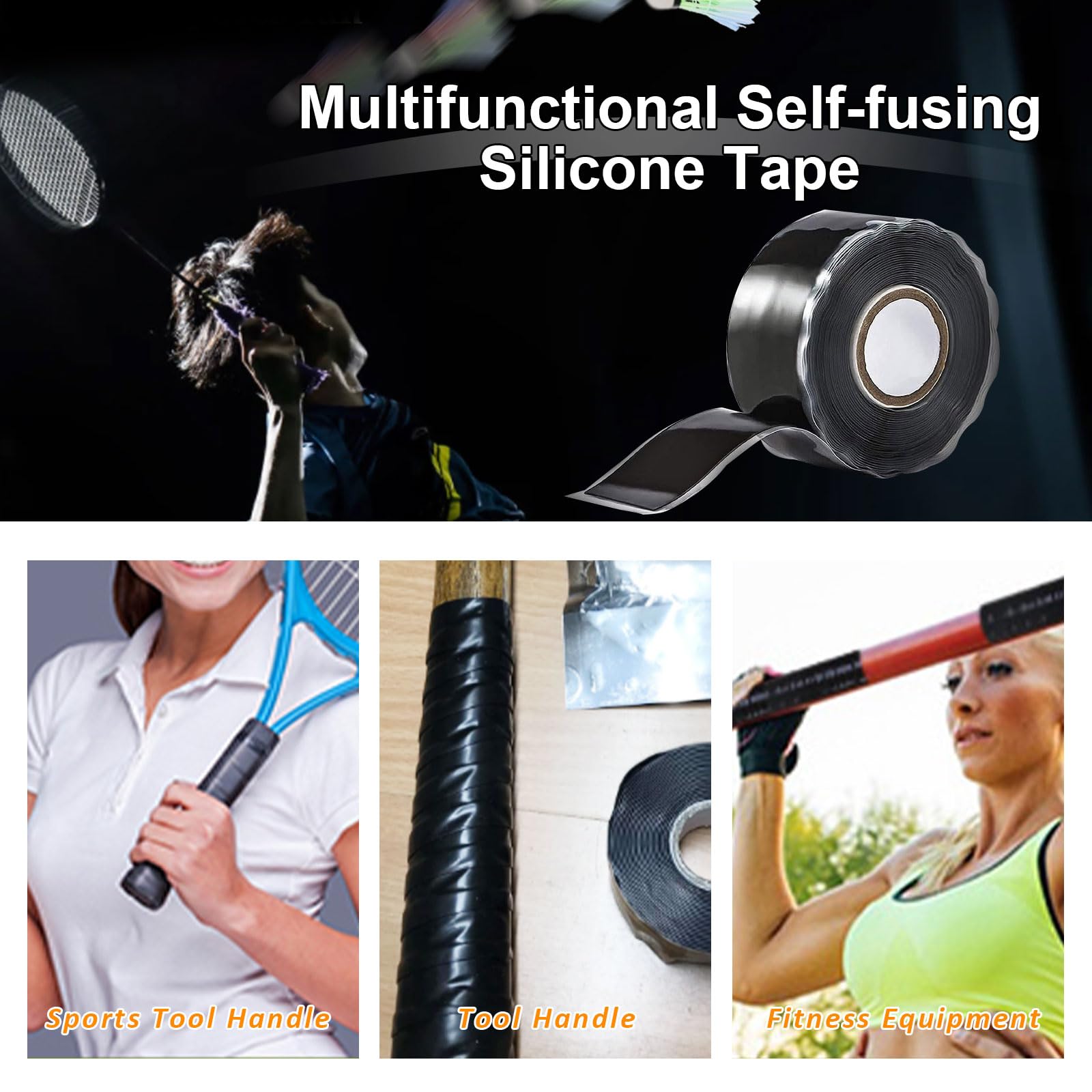 SIKEDEPRO Seal Self Fusing Silicone Tape, 2 Rolls 1inx10' Weatherproof Pipe Repair Tape, Heavy Duty and Leak Proof Rubber Pipe Tape,Flex Seal Tape for Emergency Pipeline Repair/Cable Bandage/(Black)