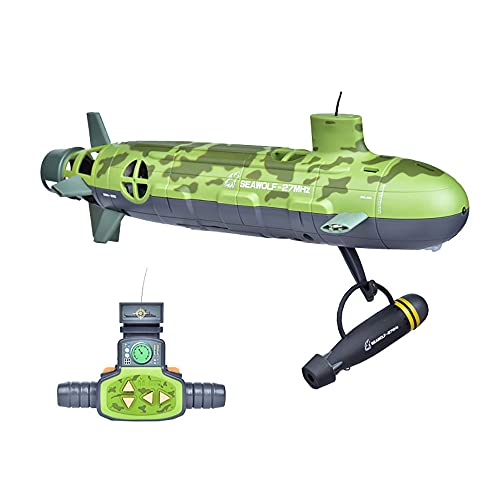 Lllunimon RC Boat Remote Control Seawolf Submarine Simulation Model Diving Racing Ship Gift for Adults & Kids,Orange 40mhz
